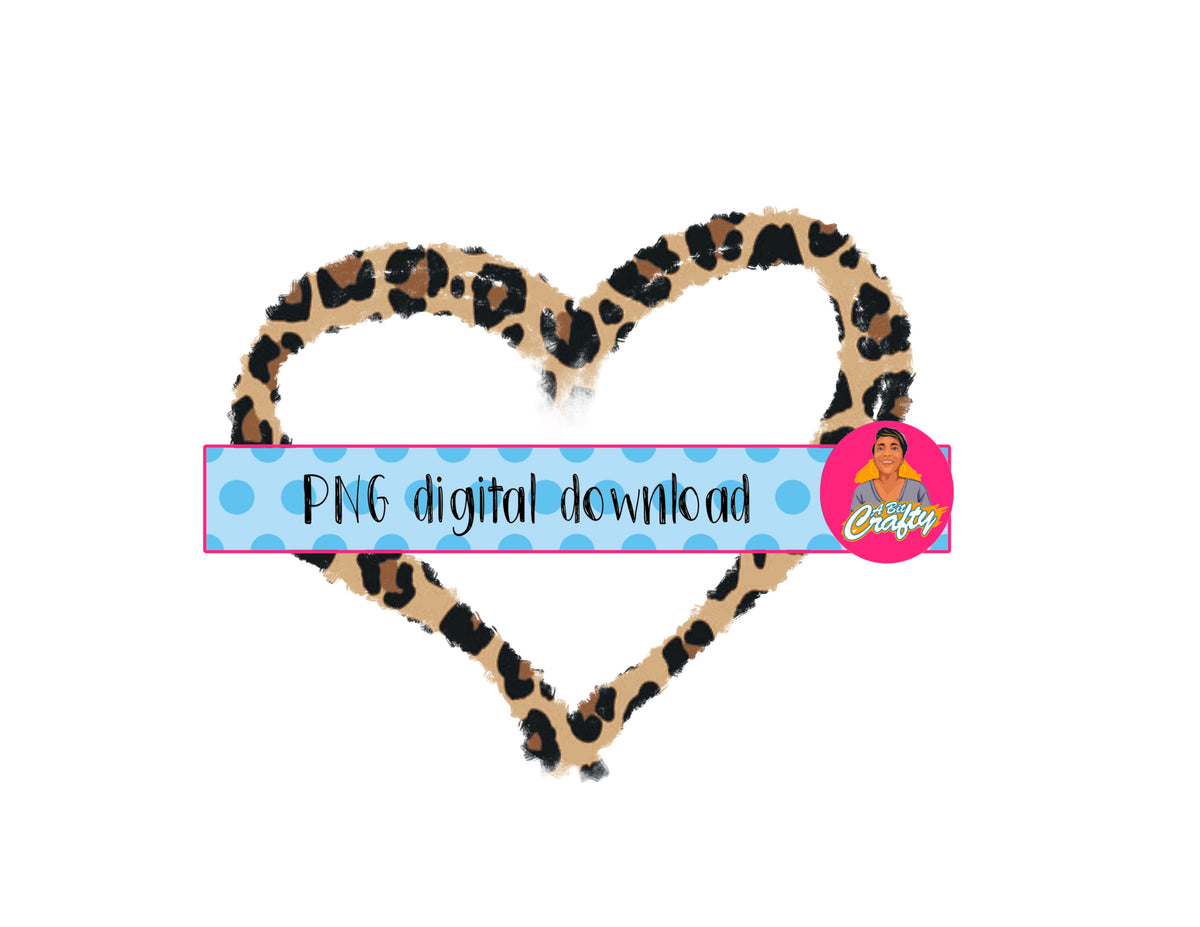 Leopard Heart PNG, doodle heart, Valentine’s Day sublimation, digital