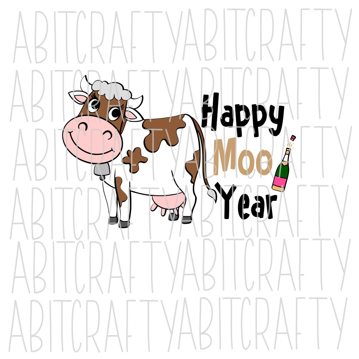 Happy Moo Year svg, png, sublimation, digital download, cricut, silhou