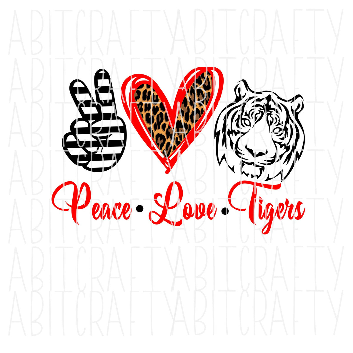 Peace Love Tigers Mascot SVG, PNG/Sublimation digital download, cricut